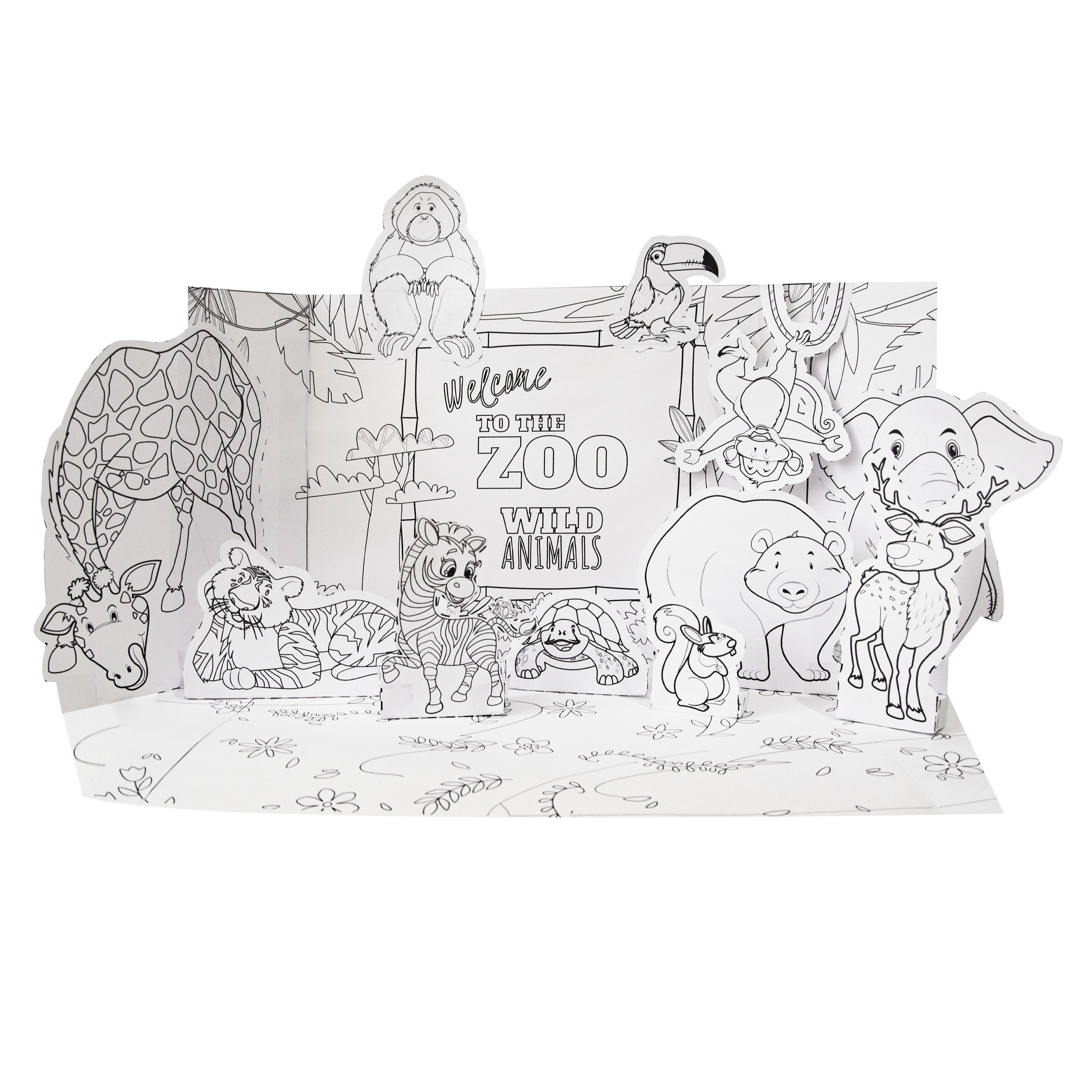 Printable Coloring 3D Zoo With Safari Animals, Paper Craft for Kid ...