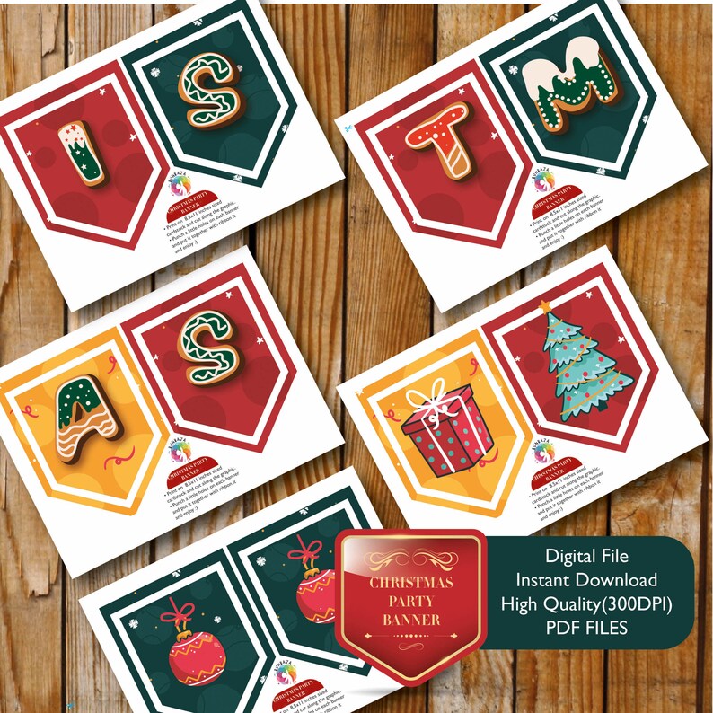 Gingerbread Cookie Christmas Banner, Printable Instant Download, Merry ...