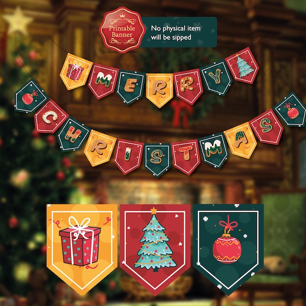 Merry Christmas Banner - Etsy