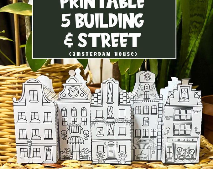 Printable Coloring 5 Buildings and Old Town Street, Printable Paper ...