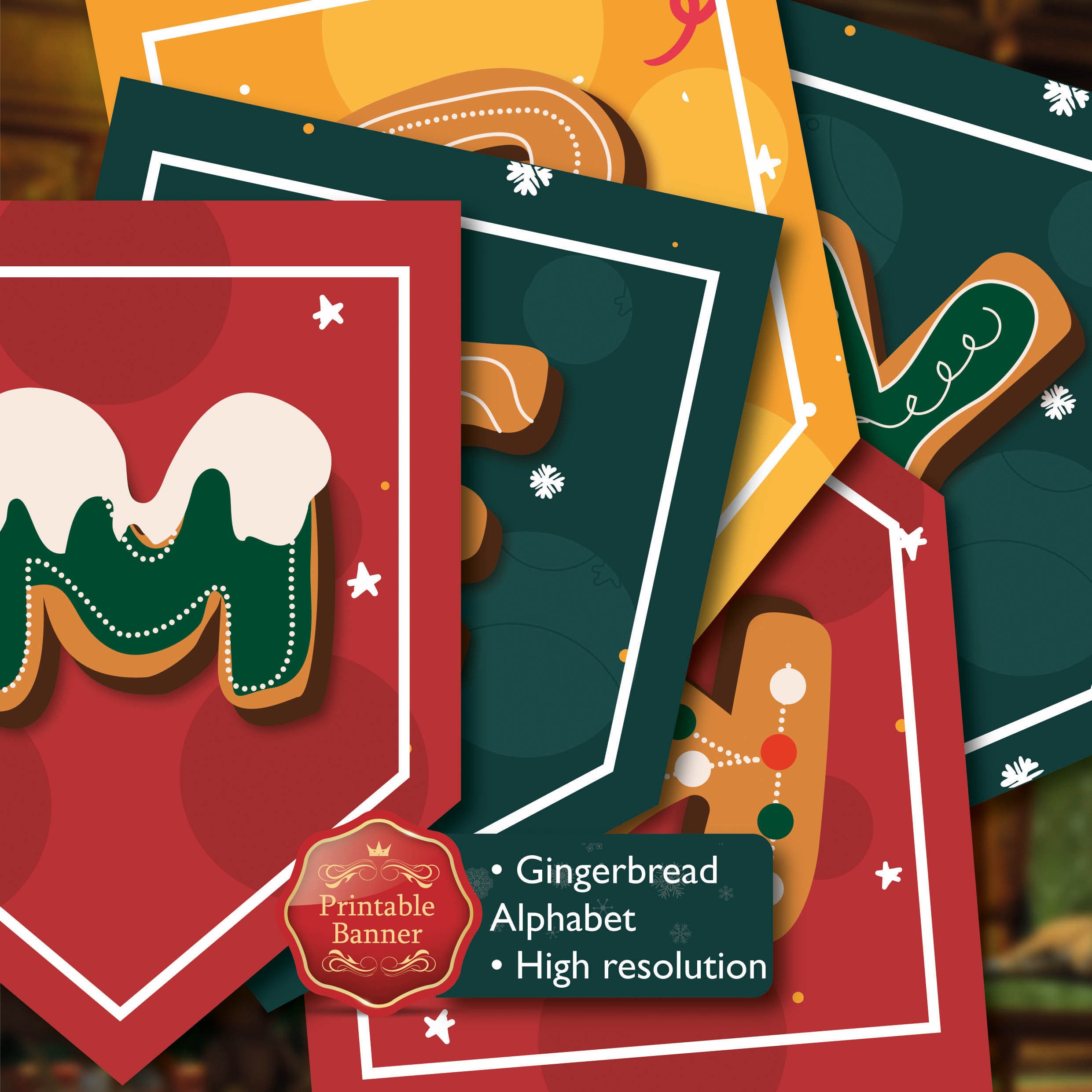 Gingerbread Cookie Christmas Banner, Printable Instant Download, Merry ...