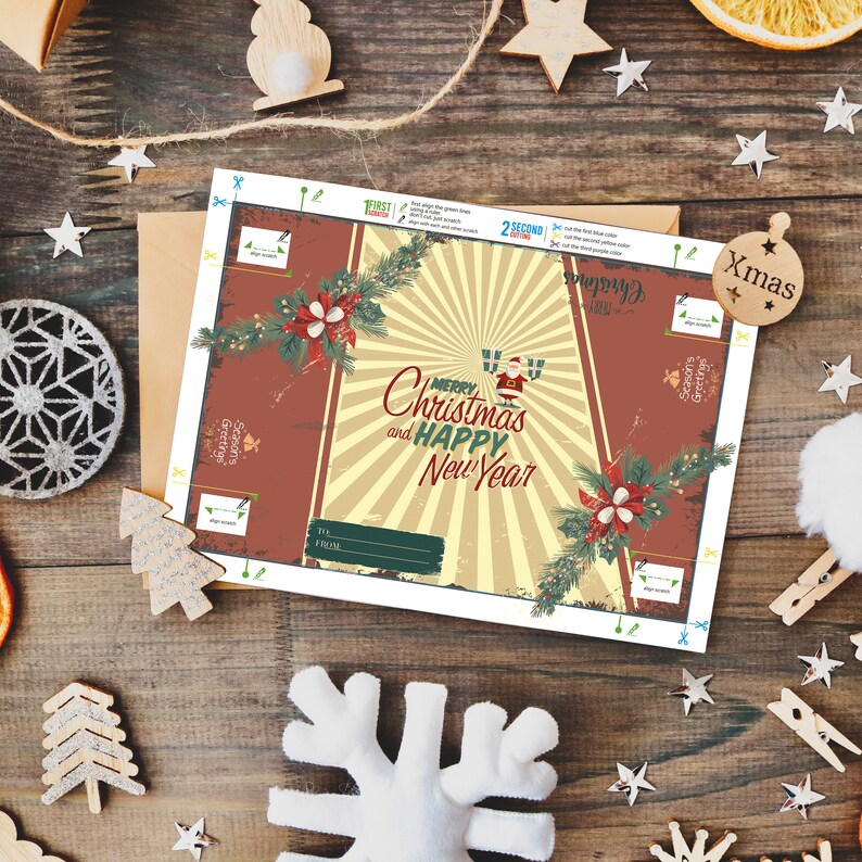 Printable Digital Vintage Merry Christmas Gift Box, INSTANT DOWNLOAD ...