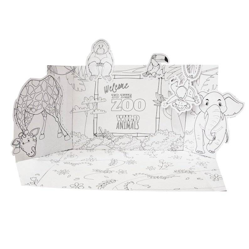 Printable Coloring 3D Zoo With Safari Animals, Paper Craft for Kid ...