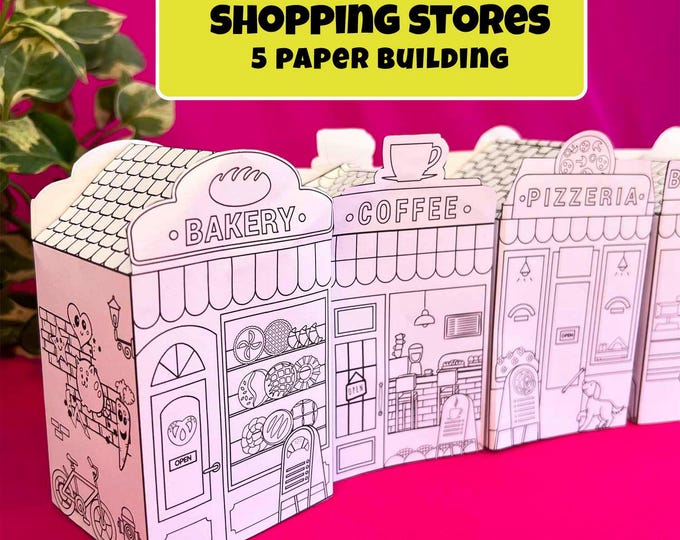 Printable Coloring 5 Buildings and Old Town Street, Printable Paper ...