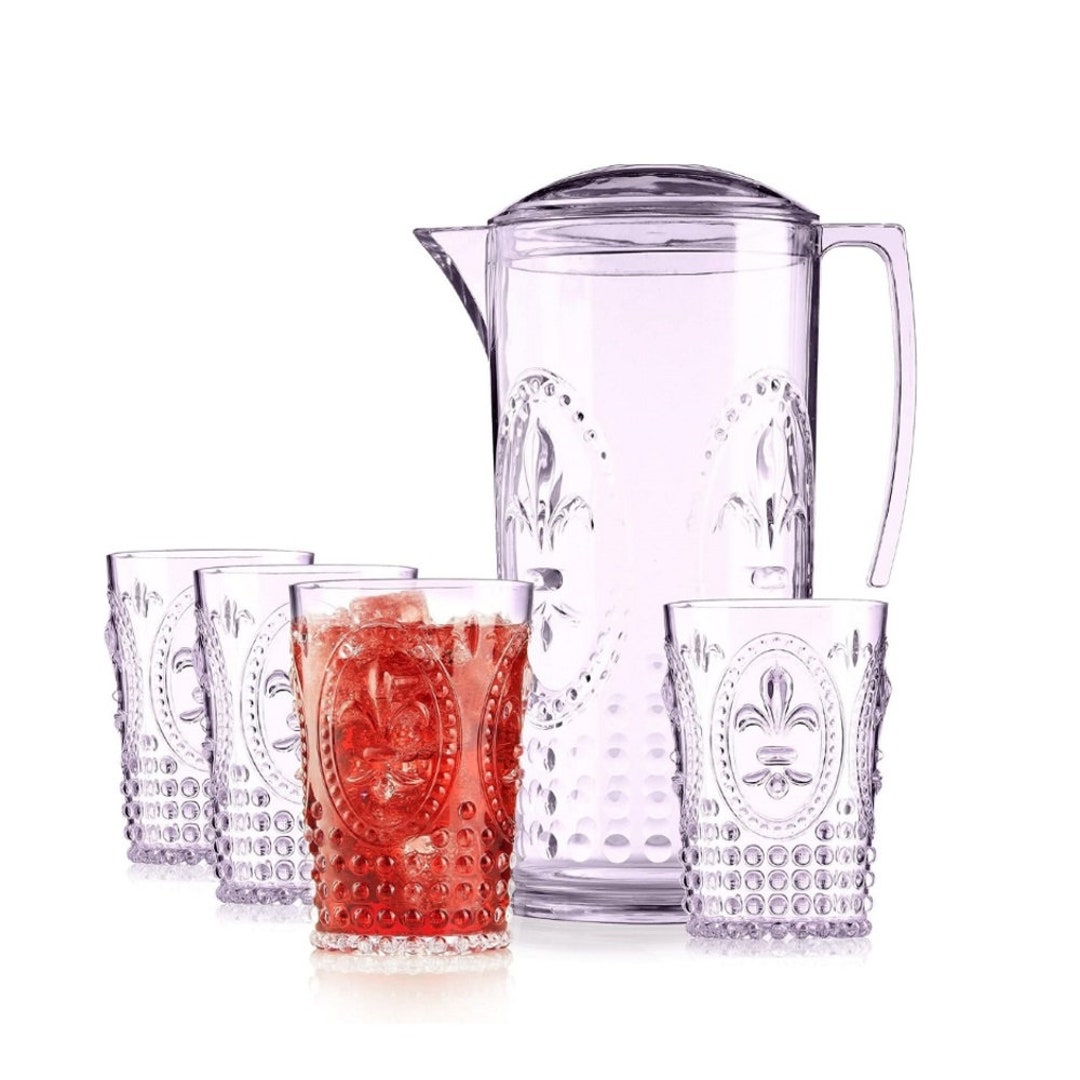 Picnic Water Jug and Glasses Set 5 Piece Acrylic Plastic - Etsy
