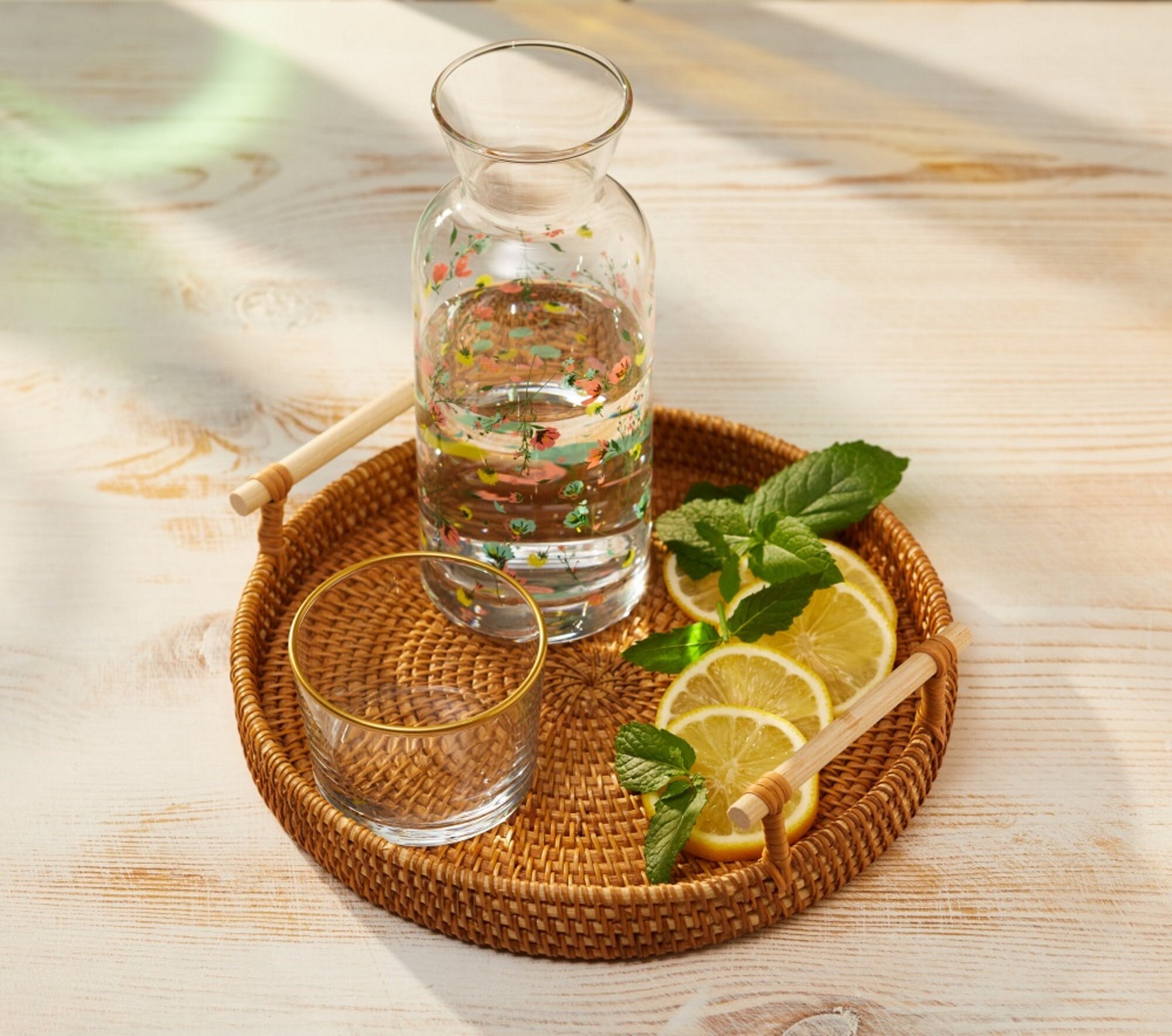 Bedside Water Carafe Glass Set With Tumbler 700ml Flora - Etsy UK