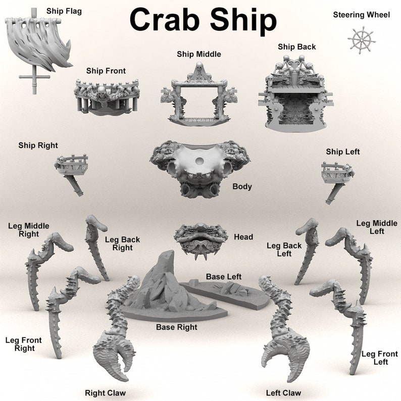 Giant Crab Pirate Ship | Undead Pirates | 3d Printed Miniature for ...