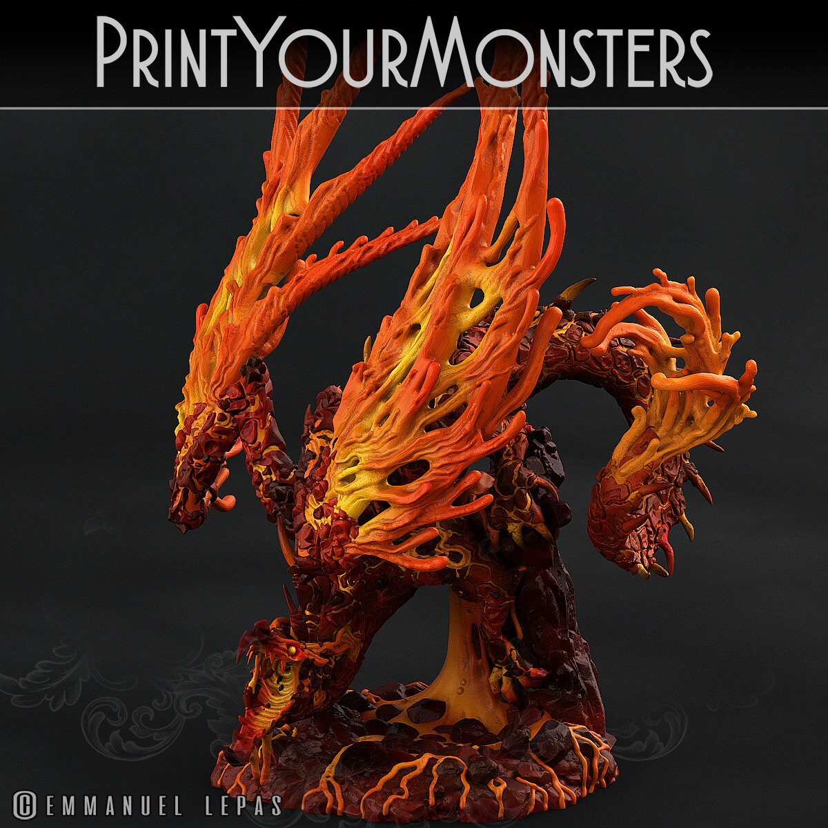 Infernal Magma Dragon 3d Printed Miniature for Painting, Tabletop Game ...