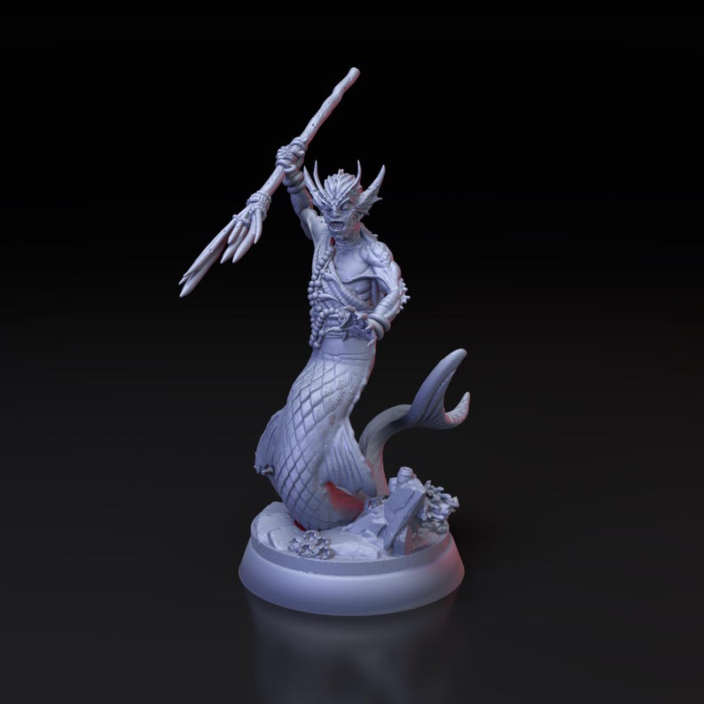 Sea Elf-merman | 3d Printed Miniature for Painting, Tabletop Game, Dnd ...