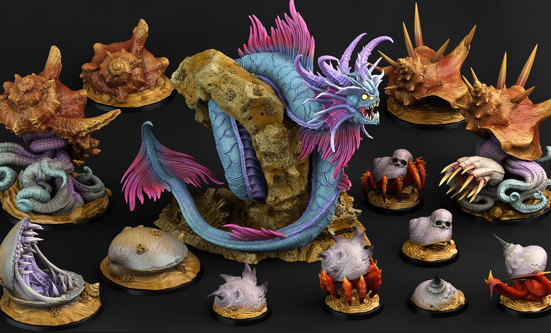 Lurkers of the Deep | 3d Printed Miniature for Painting, Tabletop Game ...