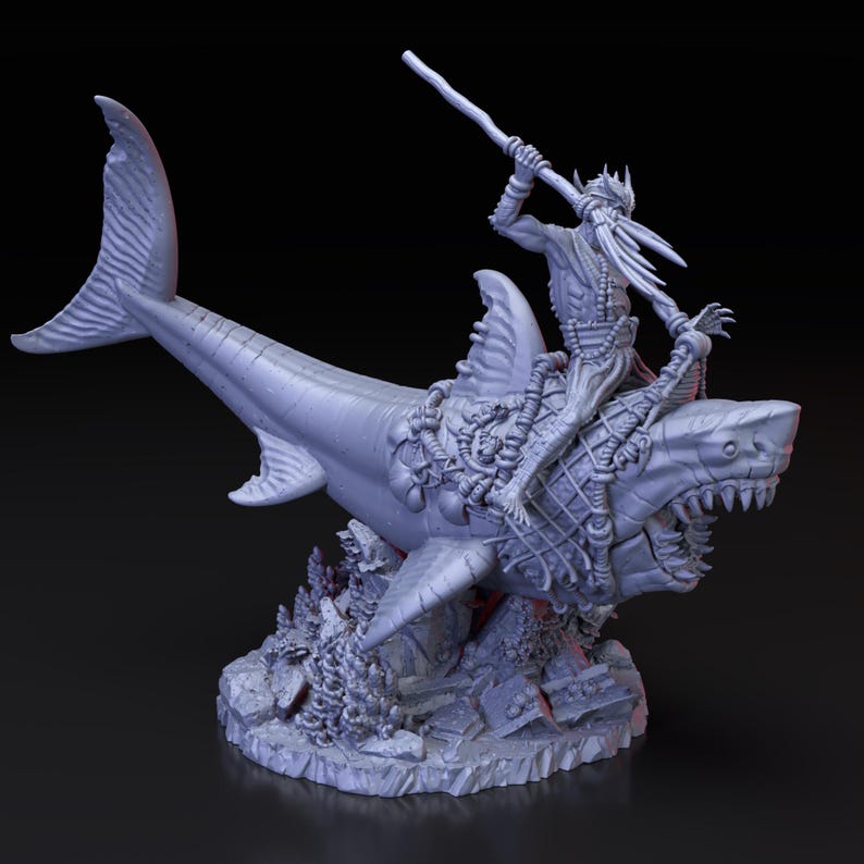 Sharks Riders 2 Versions | 3d Printed Miniature for Painting, Tabletop ...