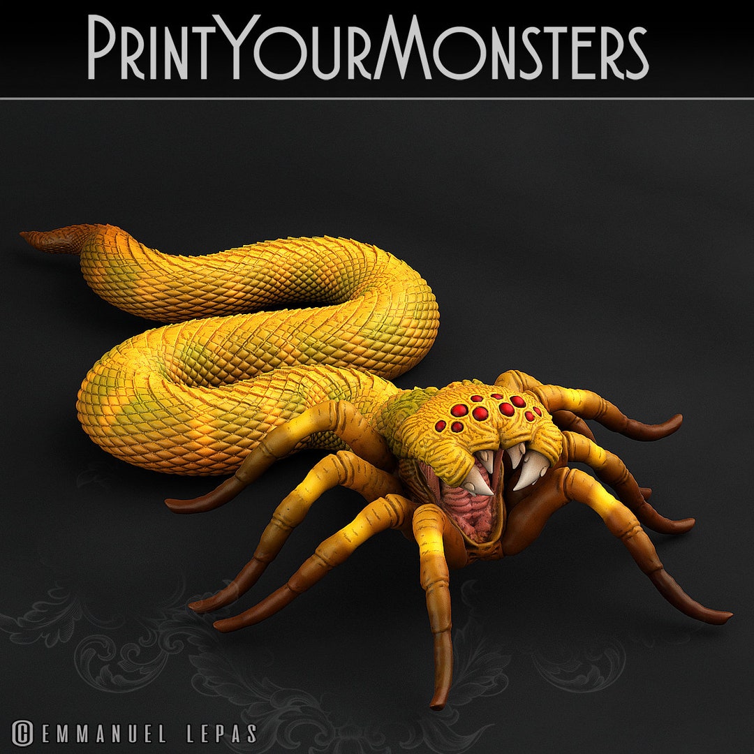 Spider Snake | 3d Printed Miniature for Painting, Tabletop Game, Dnd ...
