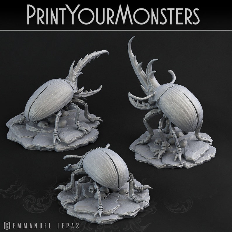Giant Beetles 3 Versions | 3d Printed Miniature for Painting, Tabletop ...
