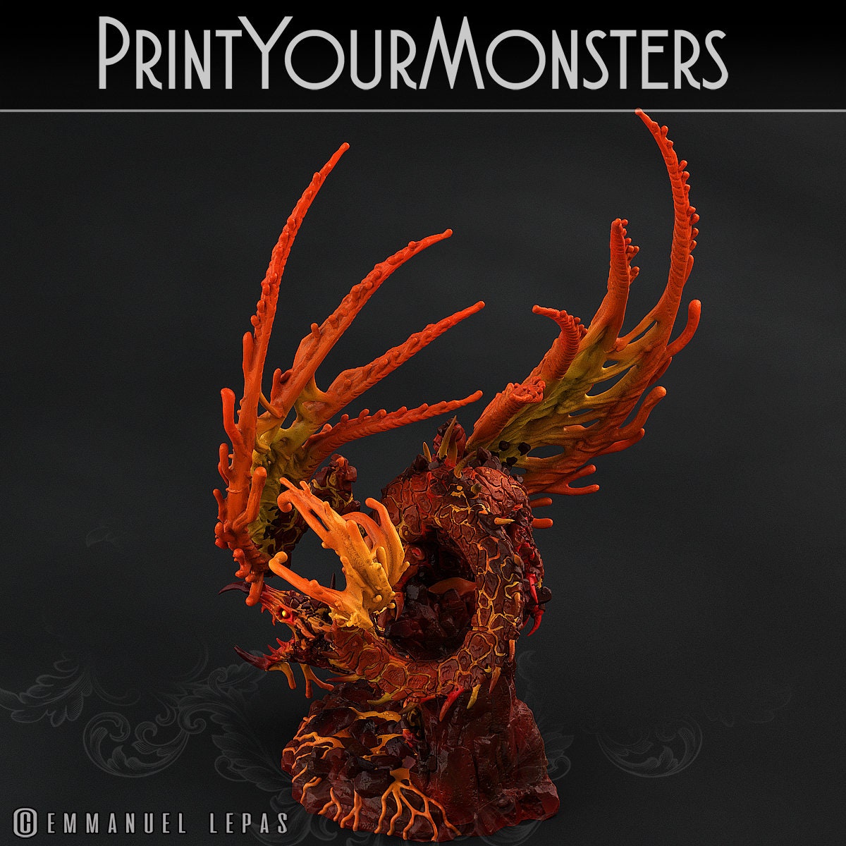 Infernal Magma Dragon | 3d Printed Miniature for Painting, Tabletop ...