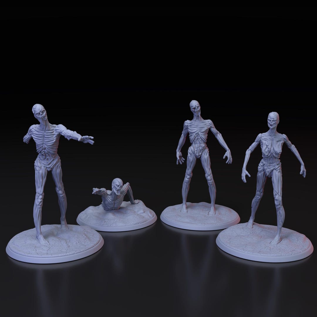 Zombies 4 Versions 28mm | 3d Printed Miniature for Painting, Tabletop ...