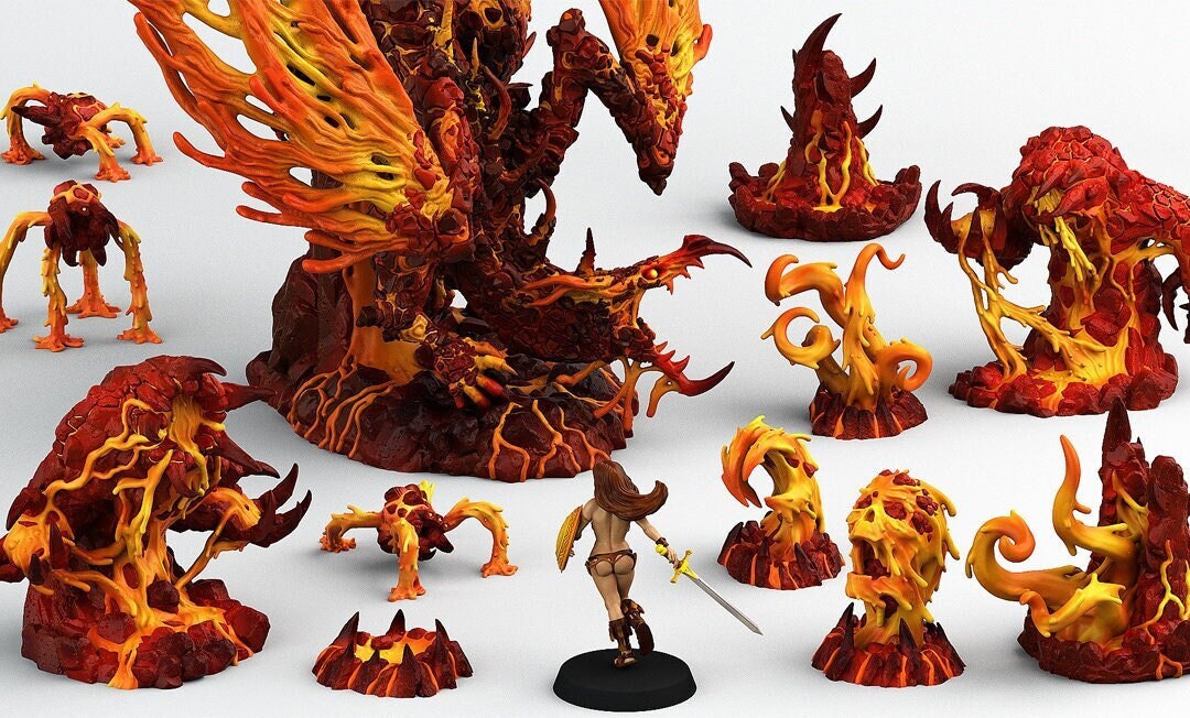 Infernal Magma Monster | 3d Printed Miniature for Painting, Tabletop ...