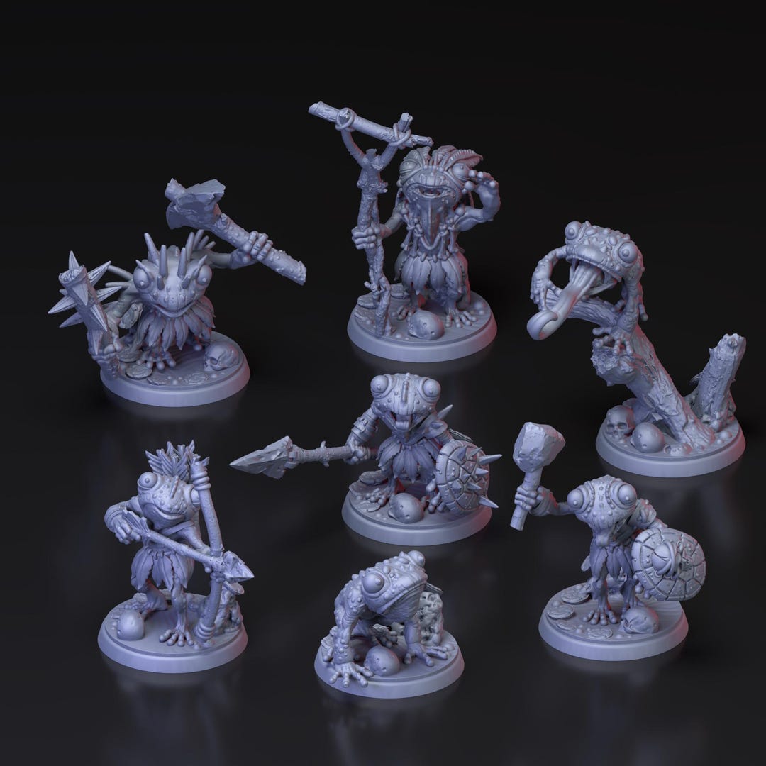 Frog Warriors Grung 7 Version | 3d Printed Miniature for Painting ...