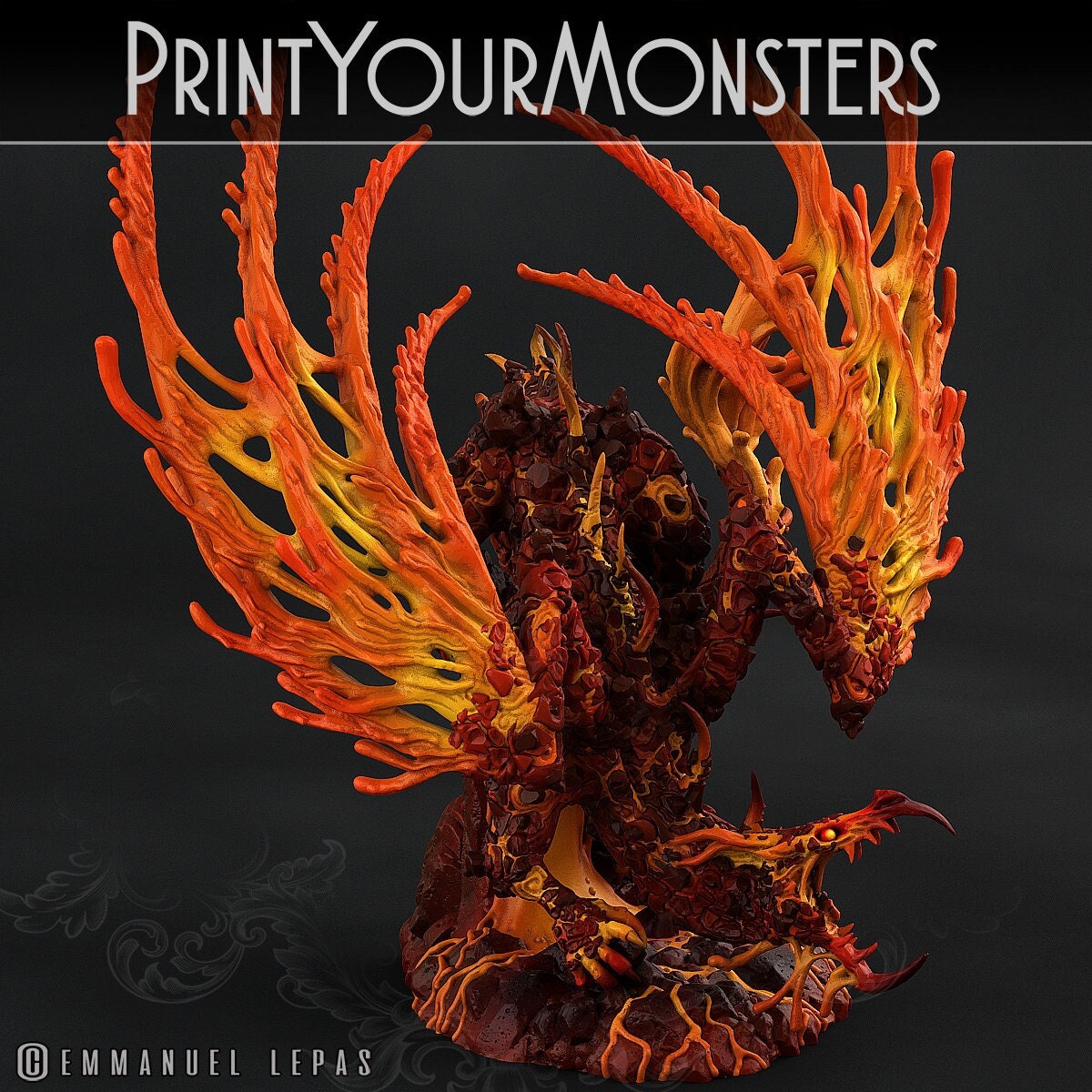 Infernal Magma Dragon 3d Printed Miniature for Painting, Tabletop Game ...