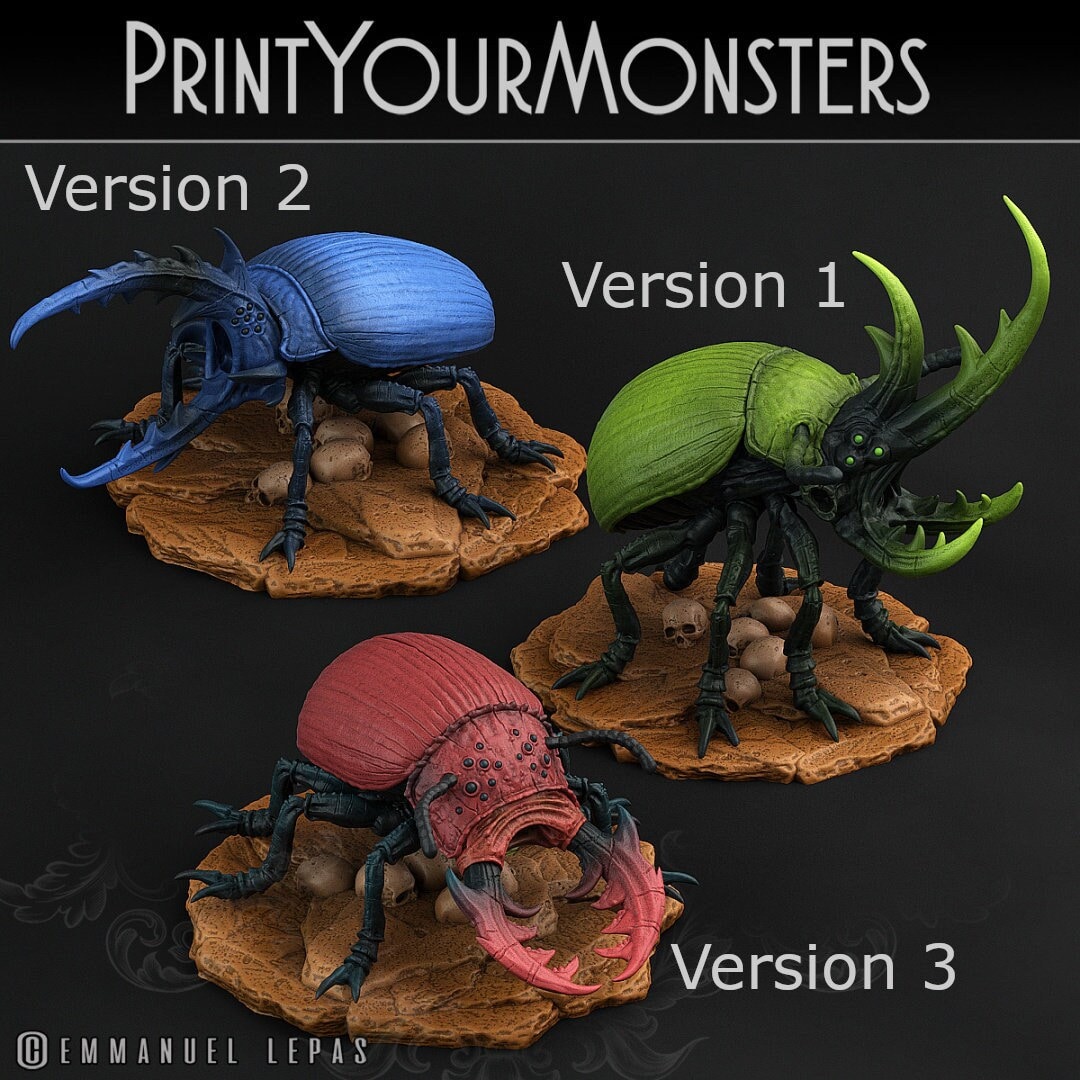 Giant Beetles 3 Versions | 3d Printed Miniature for Painting, Tabletop ...