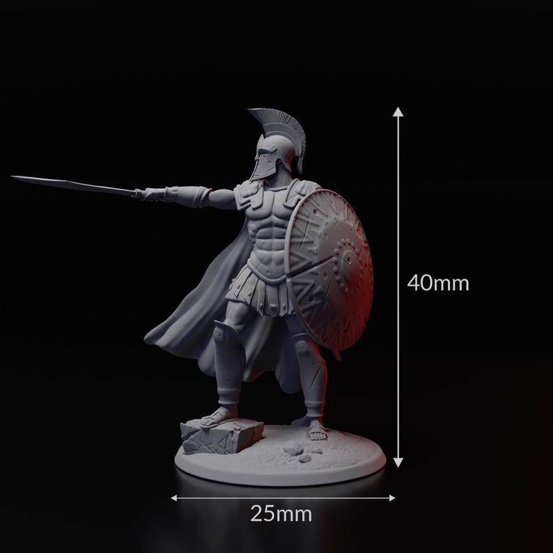 Hoplite Army Chief | 3d Printed Miniature for Painting, Tabletop Game ...