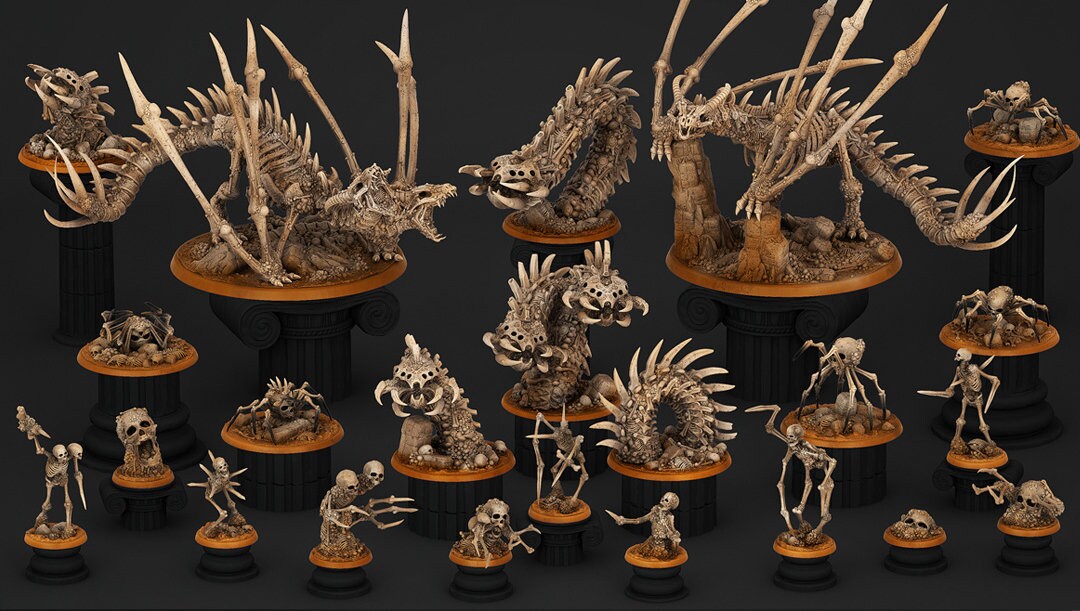 Bone Monsters | 3d Printed Miniature for Painting, Tabletop Game, Dnd ...