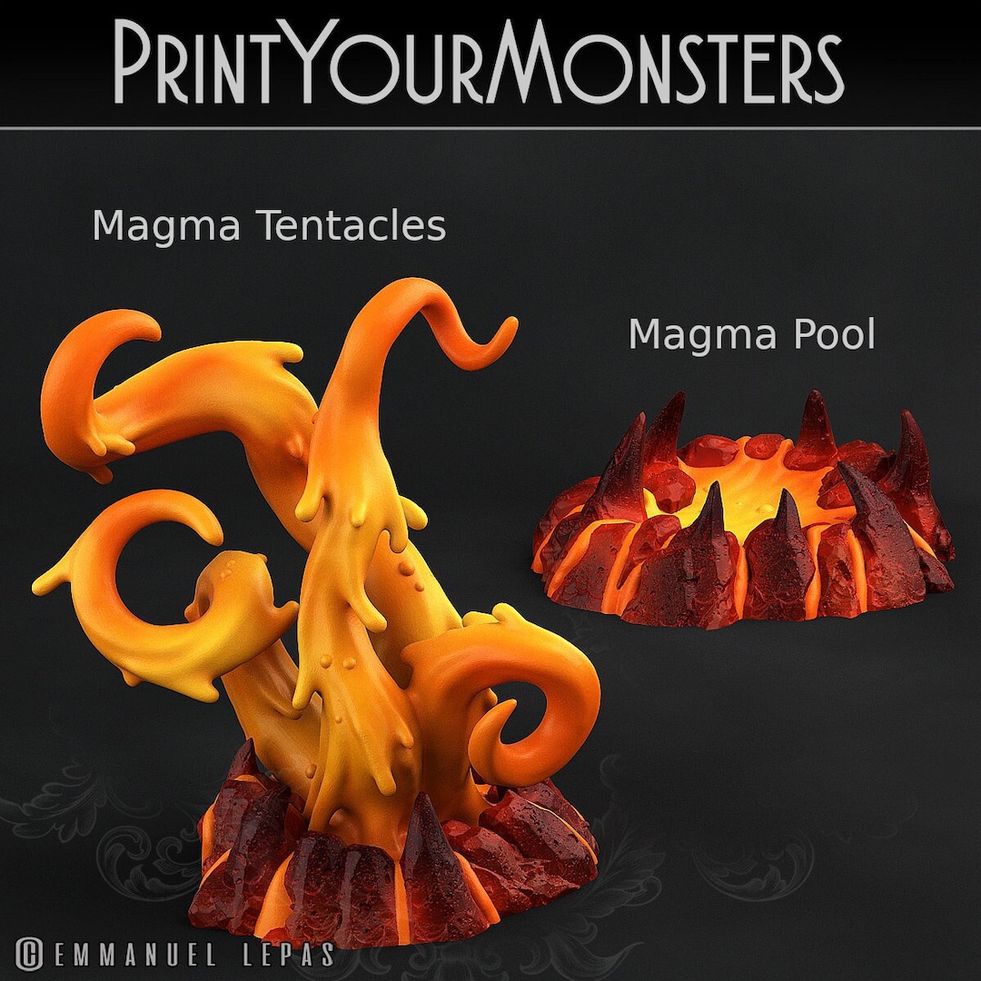 Infernal Magma Tentacles + Pool | 3d Printed Miniature for Painting ...