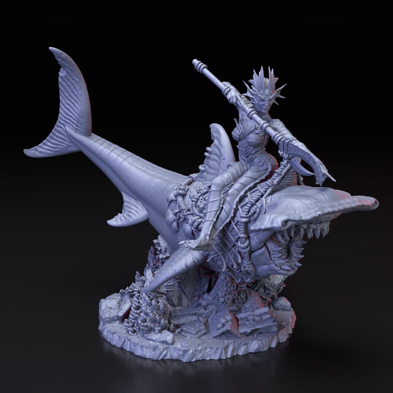 Sharks Riders 2 Versions | 3d Printed Miniature for Painting, Tabletop ...