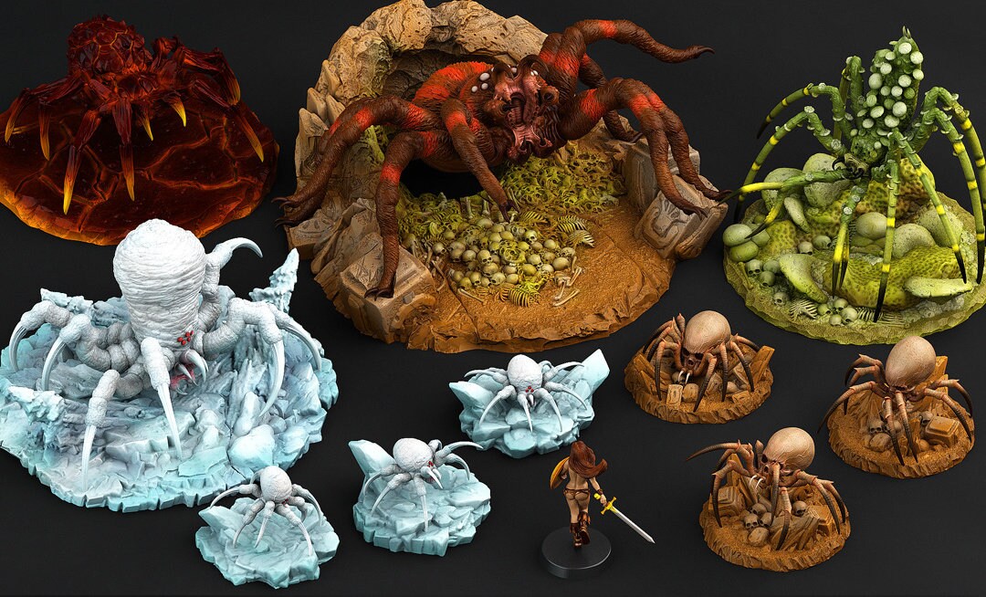 Giant Spiders 3d Printed Miniature for Painting, Tabletop Game, Dnd ...