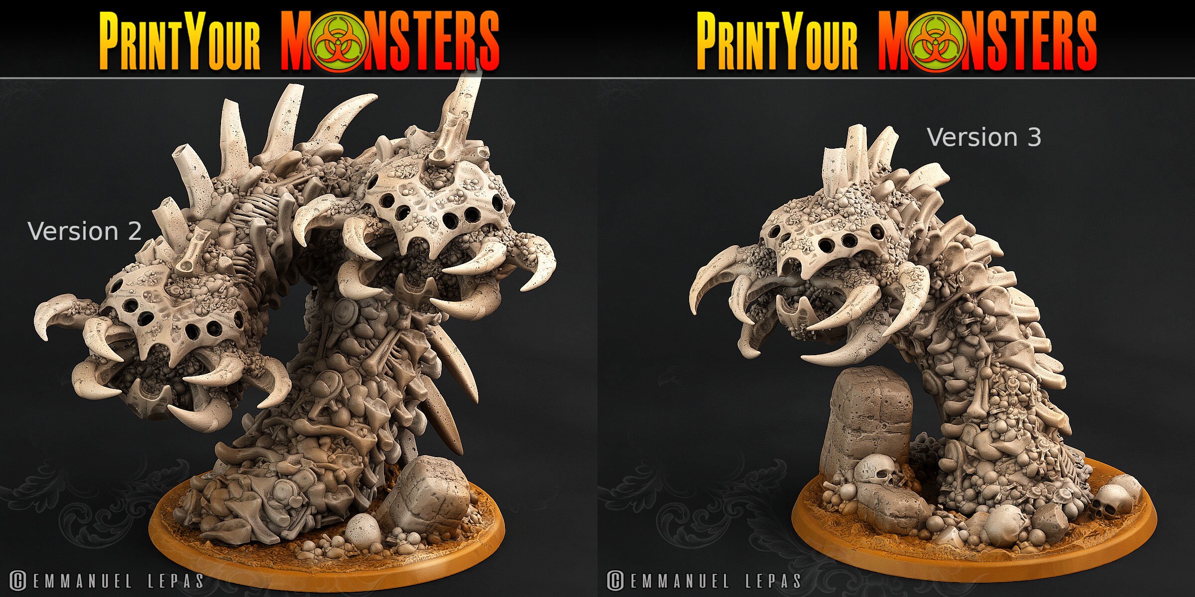 Bone Monsters 3d Printed Miniature for Painting, Tabletop Game, Dnd ...
