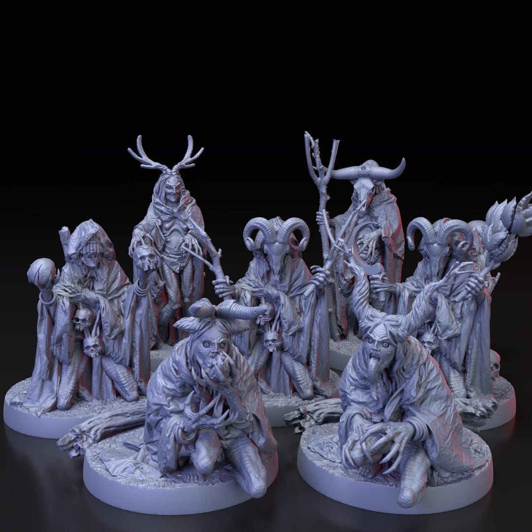 Witch 7 Versions | 3d Printed Miniature for Painting, Tabletop Game ...