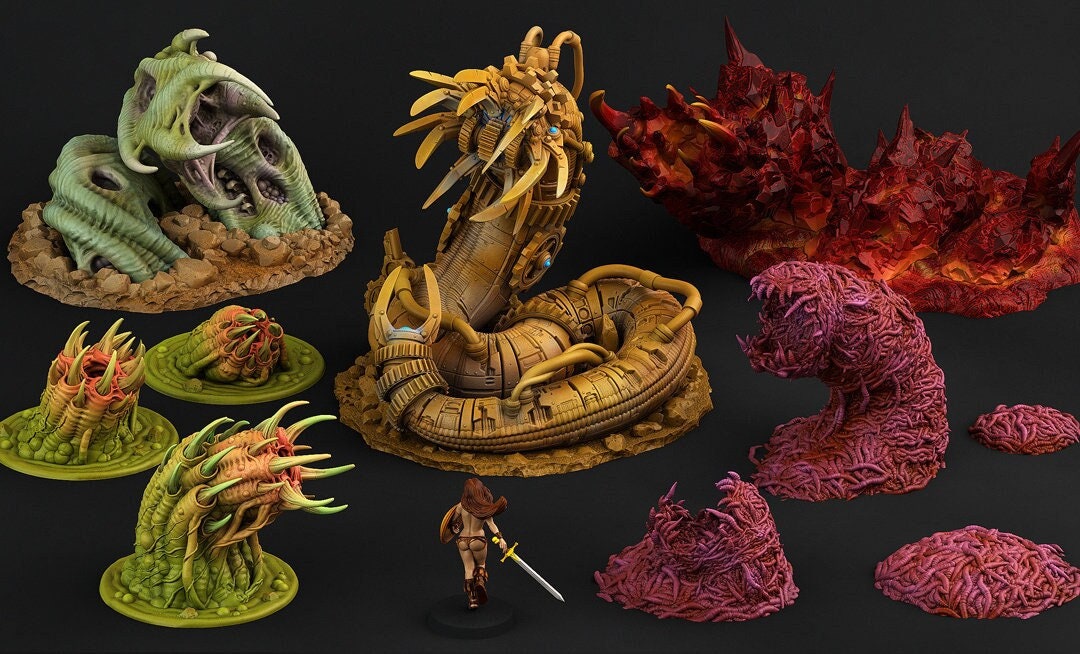 Giant Worms | Miniature for Painting, Tabletop Game, Dnd, Pathfinder ...