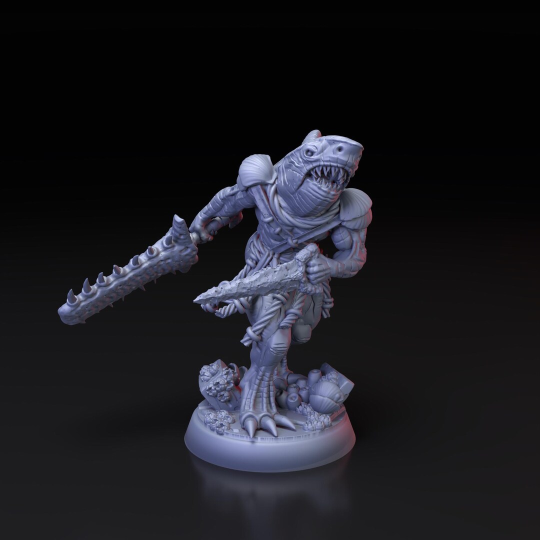 Shark Warrior | 3d Printed Miniature for Painting, Tabletop Game, Dnd ...