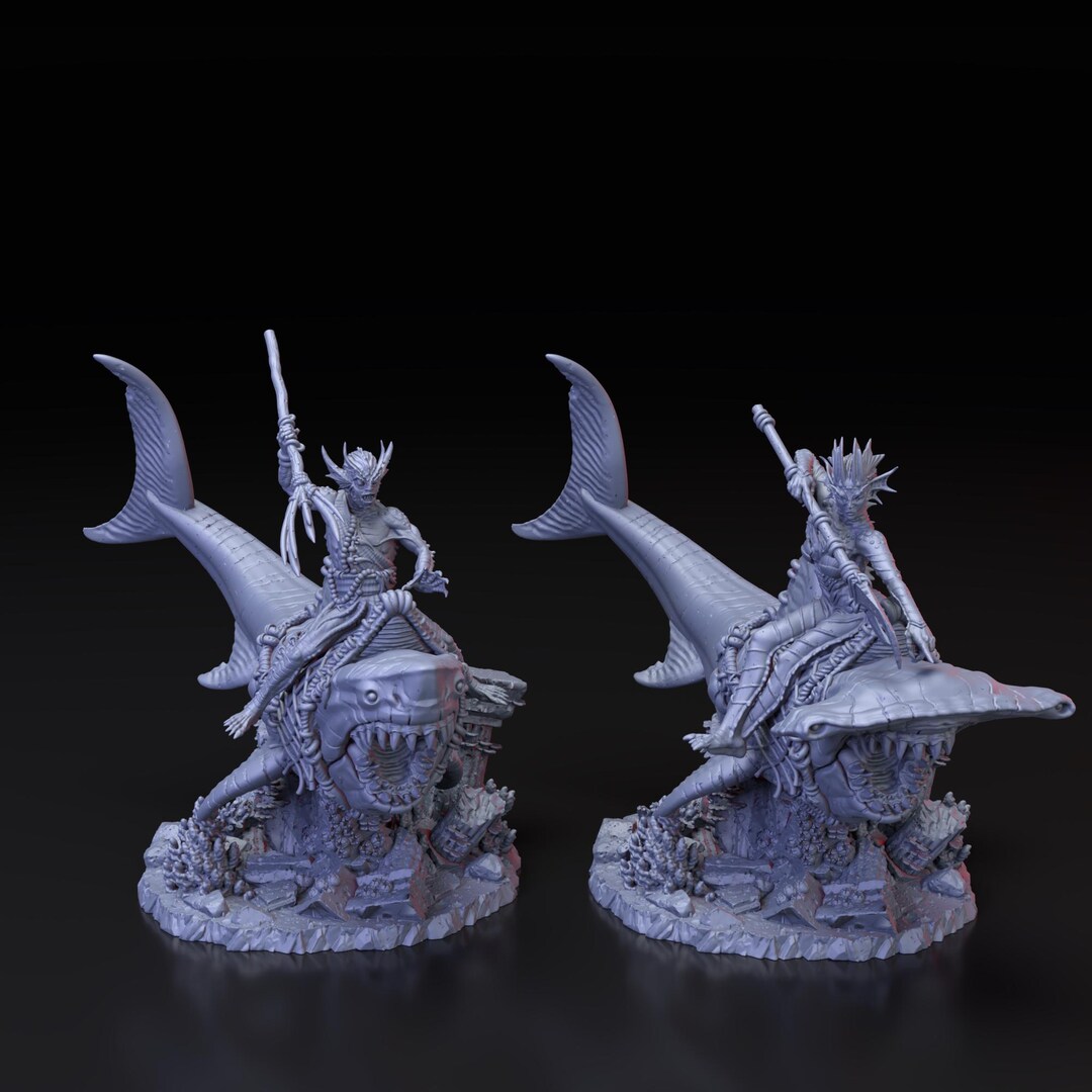Sharks Riders 2 Versions | 3d Printed Miniature for Painting, Tabletop ...