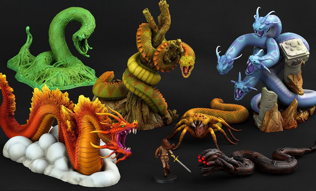 Giant Snakes | 3d Printed Miniature for Painting, Tabletop Game, Dnd ...