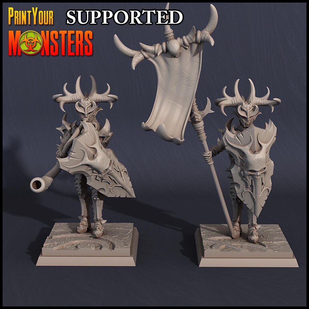 Banner & Musician | 3d Printed Miniature for Painting, Tabletop Game ...