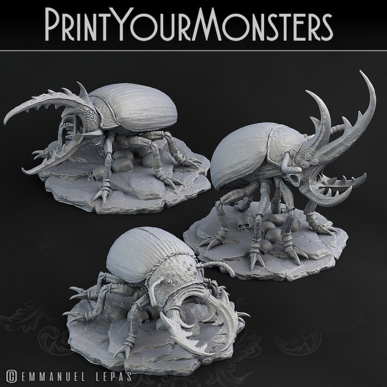 Giant Beetles 3 Versions | 3d Printed Miniature for Painting, Tabletop ...