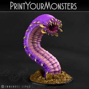 Giant Purple Worm | 3d Printed Miniature for Painting, Tabletop Game ...