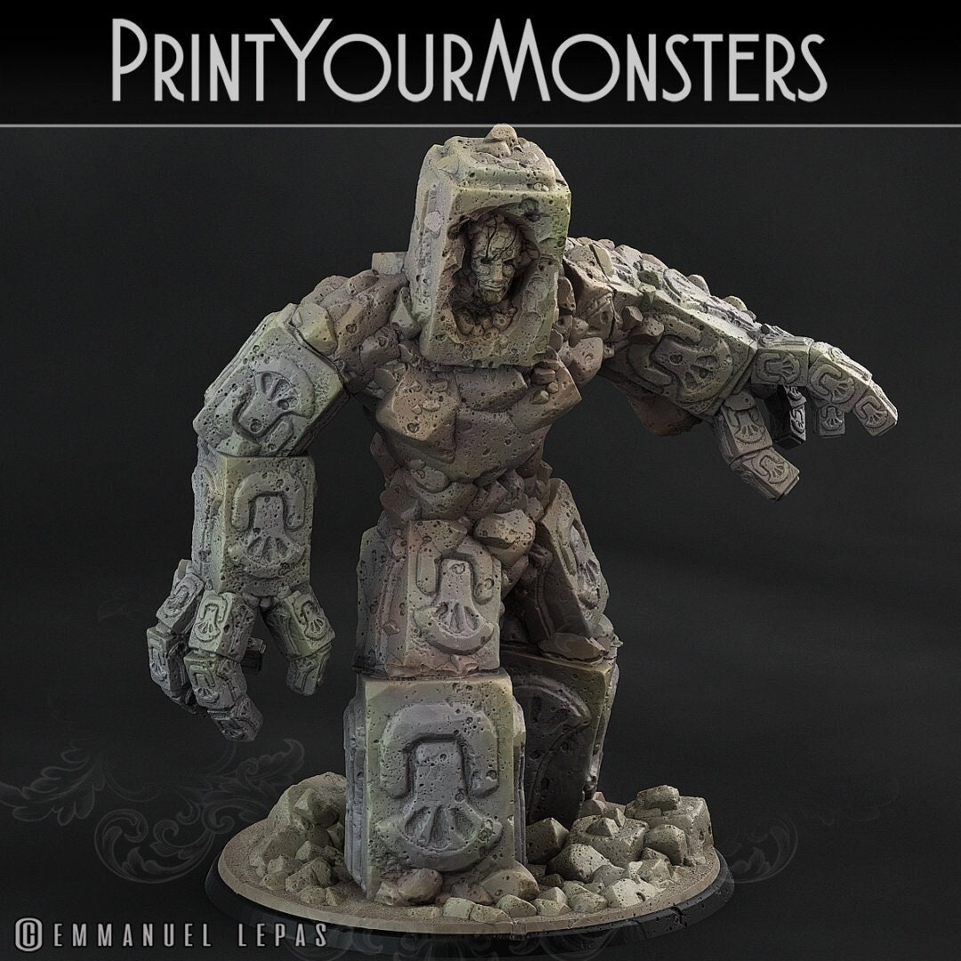 Rock Golem | 3d Printed Miniature for Painting, Tabletop Game, Dnd ...