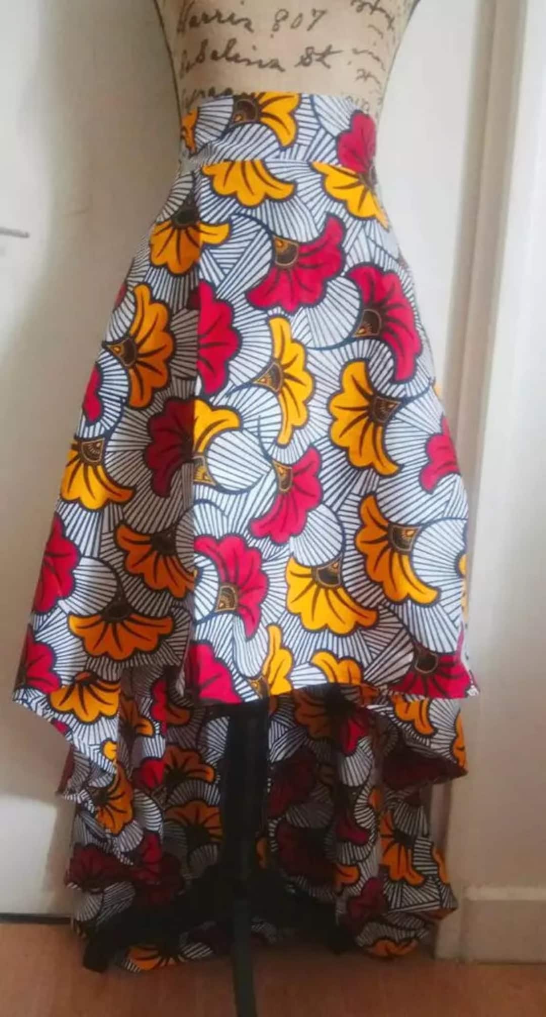 Asymmetrical African Skirt African Fabric Flowers| Long and Short ...