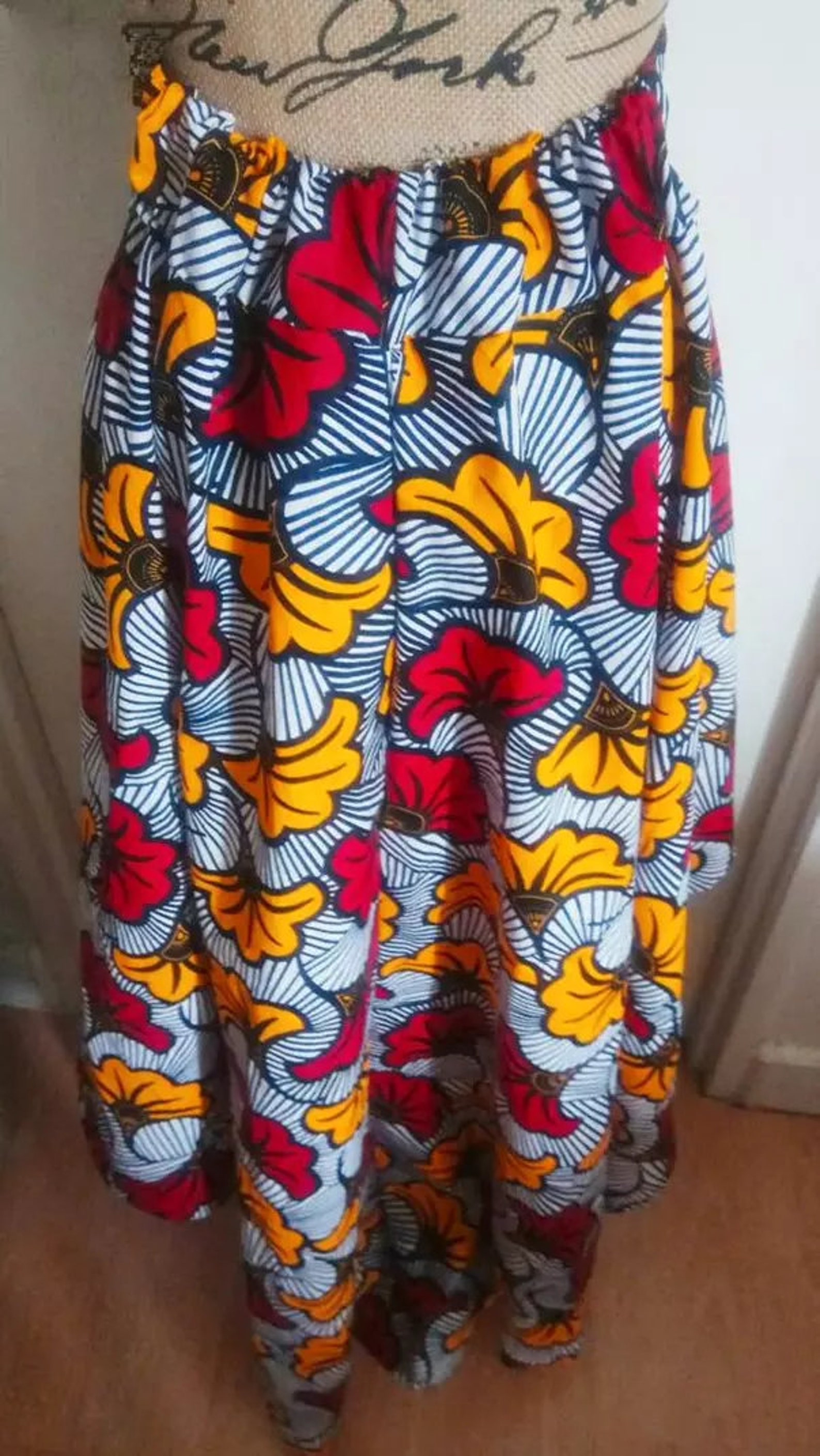 Asymmetrical African Skirt African Fabric Flowers| Long and Short ...