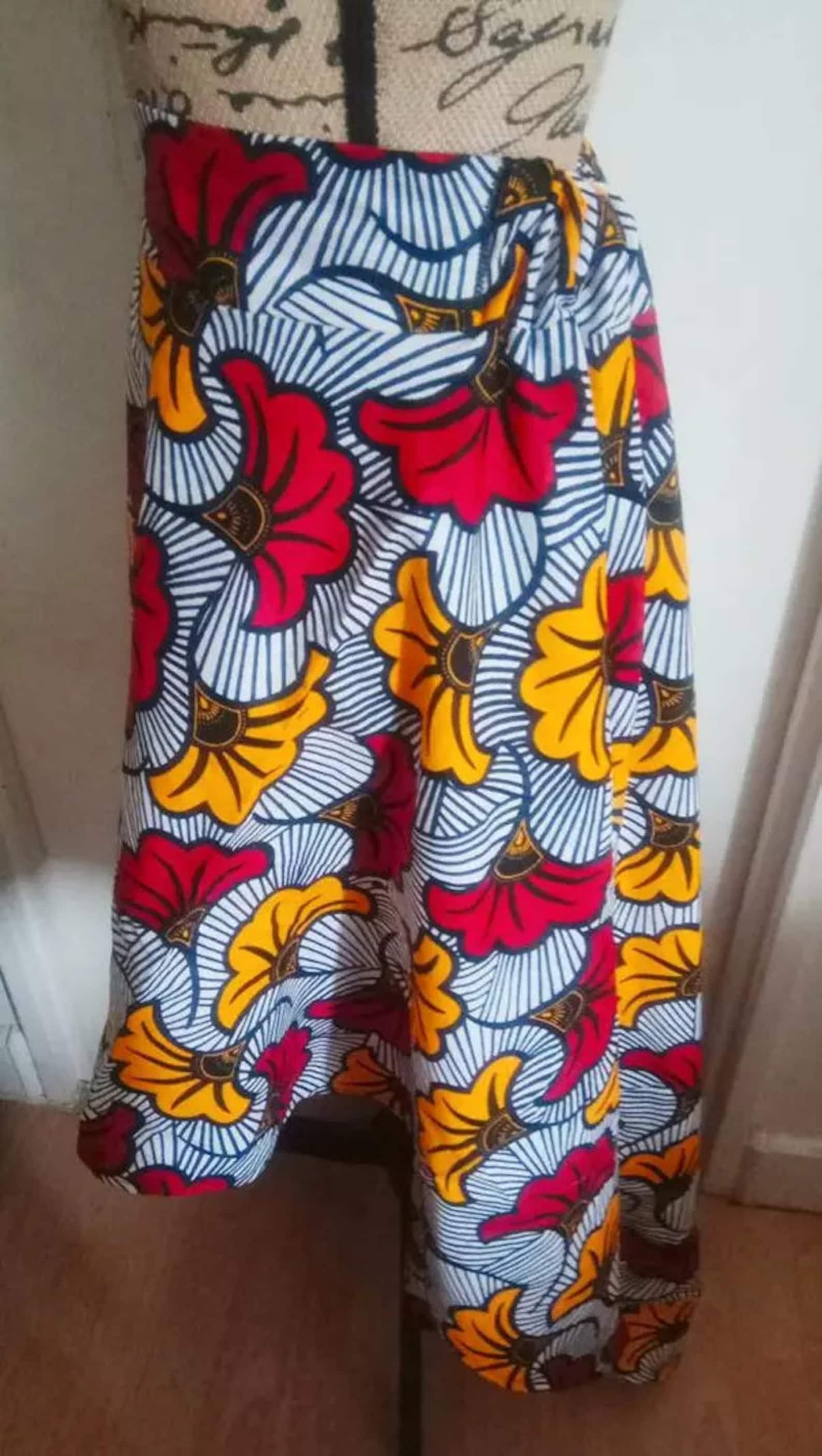 Asymmetrical African Skirt African Fabric Flowers| Long and Short ...