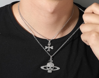 Saturn Cross Necklace - Etsy