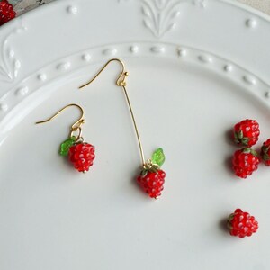 Cute Raspberry Earrings Red Berry Earrings Fruit Earrings Summer ...