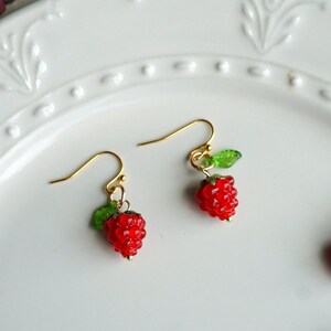 Cute Raspberry Earrings Red Berry Earrings Fruit Earrings Summer ...