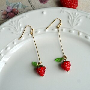 Cute Raspberry Earrings Red Berry Earrings Fruit Earrings Summer ...
