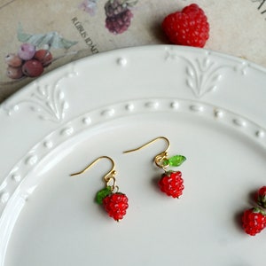 Cute Raspberry Earrings Red Berry Earrings Fruit Earrings Summer ...