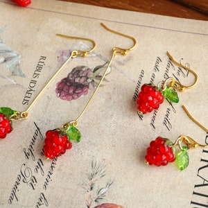 Cute Raspberry Earrings Red Berry Earrings Fruit Earrings Summer ...
