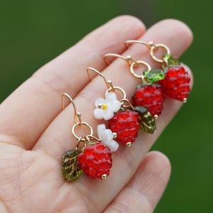 Cute Raspberry Earrings Red Berry Earrings Fruit Earrings Summer ...