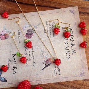 Cute Raspberry Earrings Red Berry Earrings Fruit Earrings Summer ...