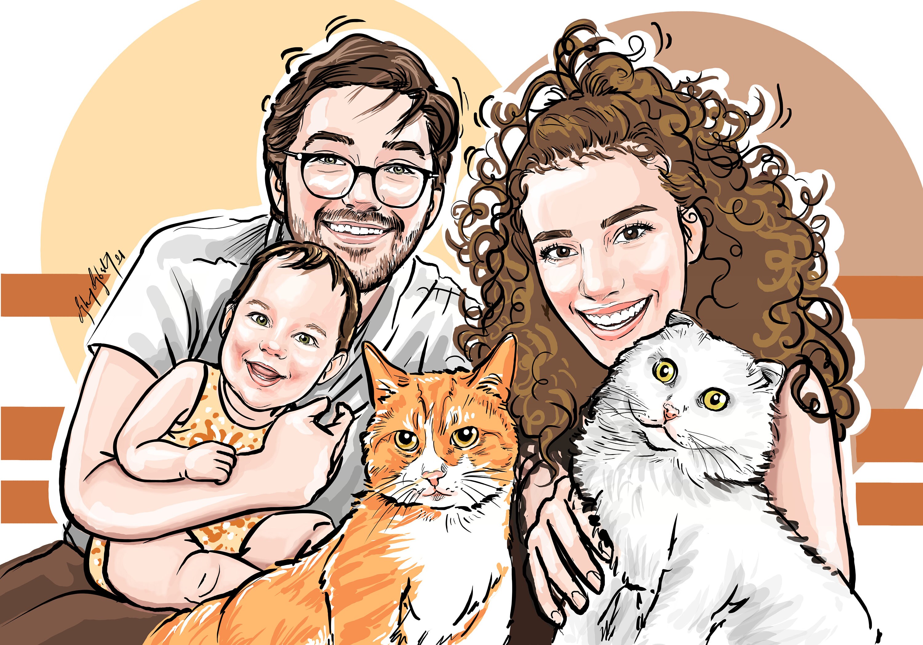 personalised gift Custom portrait from photo family portrait custom ...